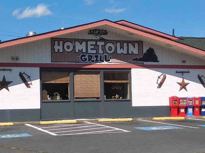 The exterior promises comfort food, and those colorful newspaper boxes suggest this place knows its loyal local audience.