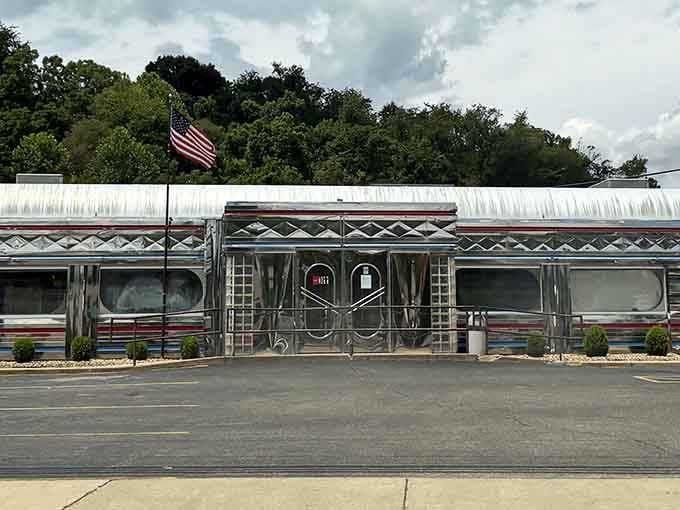 That gleaming chrome exterior isn't just for show&mdash;it's a beacon calling hungry travelers to burger paradise.