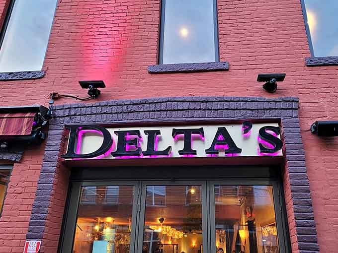 That pink-lit brick facade isn't just pretty&mdash;it's your beacon to some of the best Southern cooking in Jersey.
