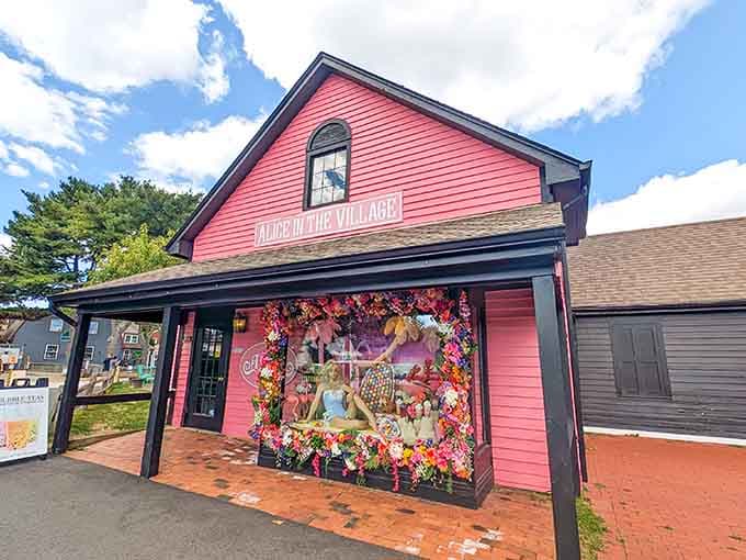 That pink exterior isn't whispering—it's shouting that Wonderland has officially relocated to coastal Connecticut.