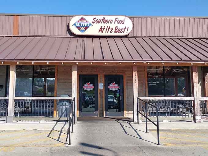 That sign doesn't lie: Southern food at its best awaits behind those doors, no fancy reservations required.