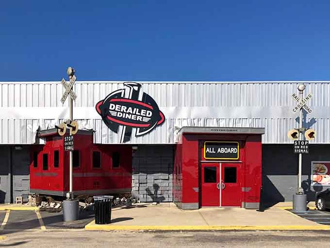 That caboose isn't going anywhere, which is exactly what you want when you're about to eat a serious burger.