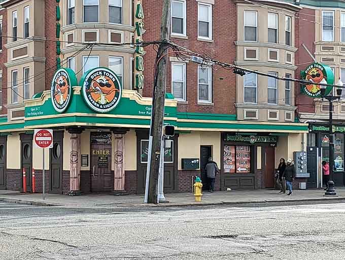 That classic corner tavern exterior isn't just charming, it's your beacon to New Jersey's best chili destination.