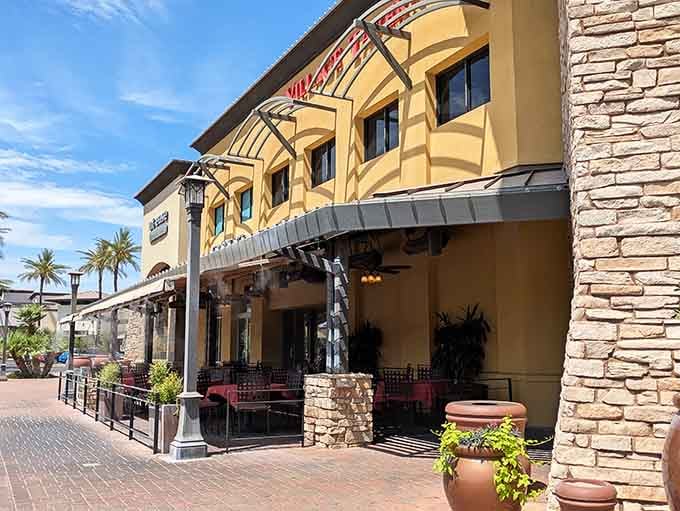 That stone and stucco facade isn't trying too hard, just confidently announcing great food lives here.