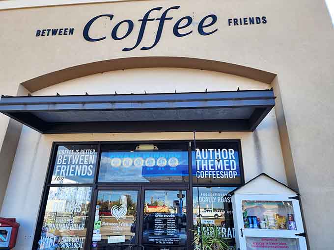That exterior promises literary adventures and caffeine dreams, a combination that's basically catnip for book lovers everywhere.