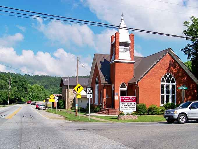 This charming red brick church stands as a testament to small-town Georgia's enduring architectural grace and community spirit.