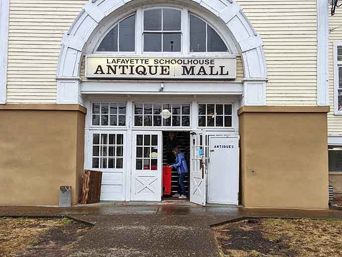 That classic arched entrance isn't just architectural eye candy, it's your portal to three floors of treasure-hunting bliss.