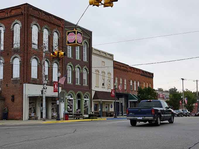 Main Street architecture that's survived since before your grandparents' first date, still standing proud and beautifully weathered.
