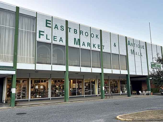 That green and white facade isn't just a building, it's a three-story invitation to treasure hunting bliss.