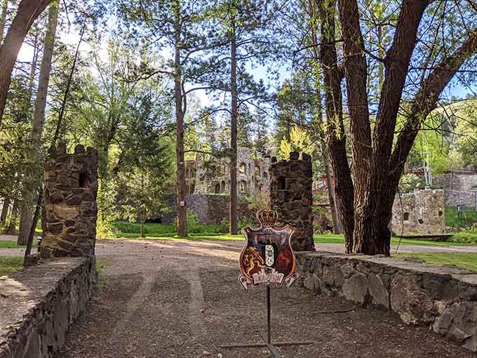 Stone towers rising through Colorado pines&mdash;because apparently someone thought the Rockies needed their own Hogwarts campus.