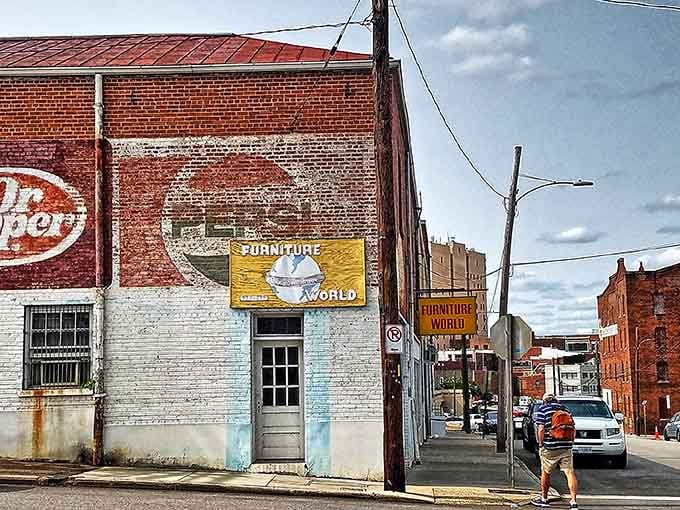 Ghost signs and weathered brick tell stories that Instagram filters only wish they could capture authentically.