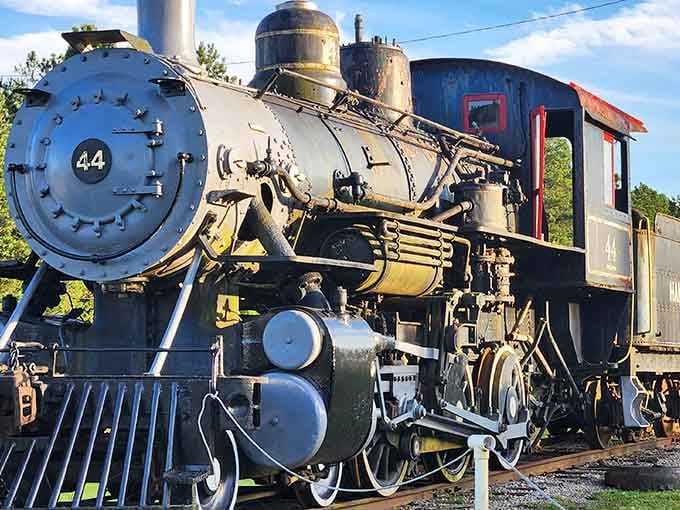 Number 44 gleams like a Hollywood star ready for its close-up, all polished steel and vintage charm.