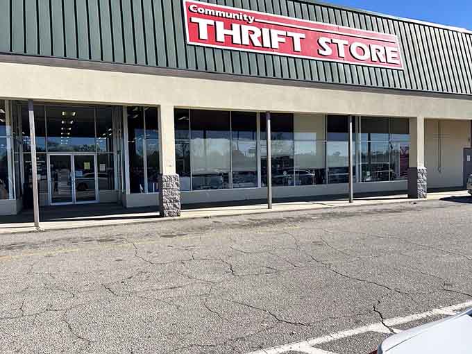 The storefront promises exactly what's inside: a whole lot of space filled with a whole lot of possibilities.