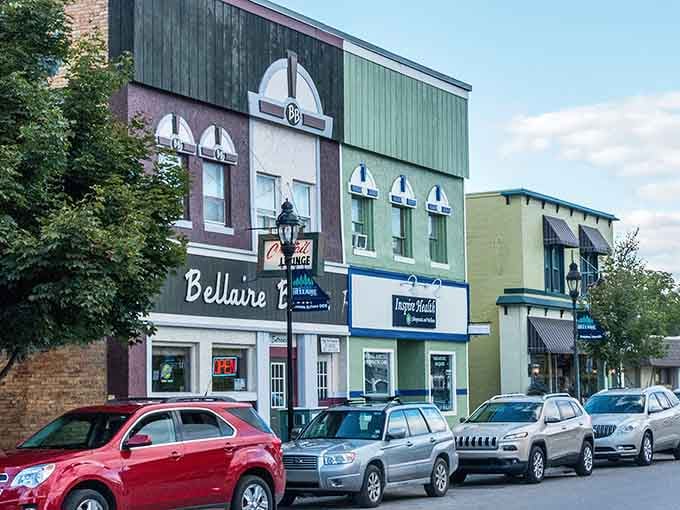 Downtown Bellaire looks like someone colorized a vintage postcard and forgot to mention it's actually real.