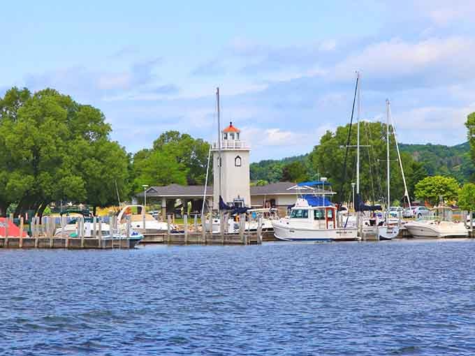 That lighthouse isn't just photogenic, it's basically the town's supermodel posing for every visitor's camera.