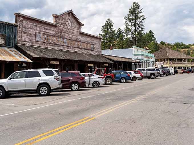 Those wooden storefronts aren't just for show; they're the real deal, housing actual businesses you'll actually want to visit.