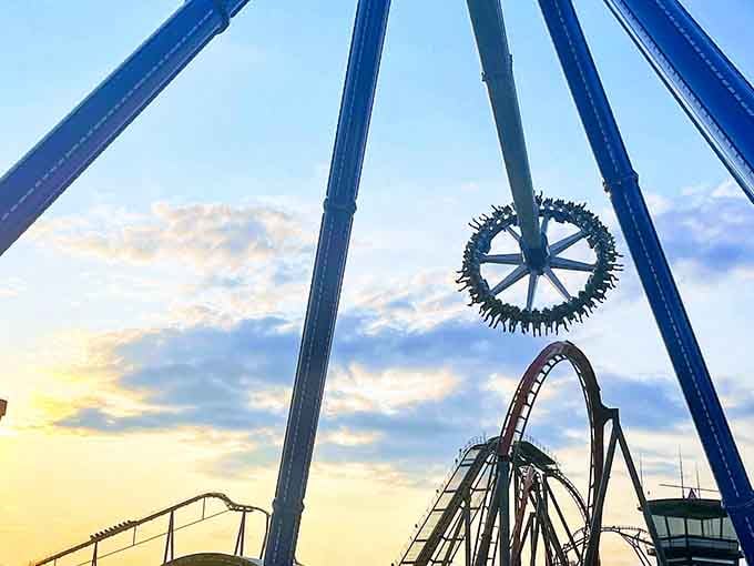 That's your chariot to the sky, framed perfectly against a sunset that almost makes you forget the terror ahead.