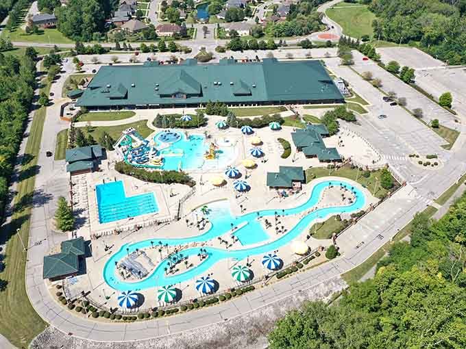 An aerial view reveals why summer plans suddenly got a whole lot more interesting for central Indiana families.