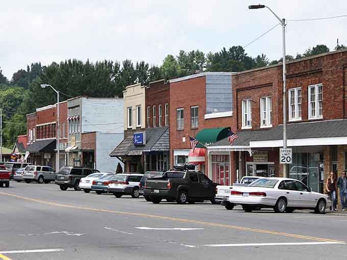 Downtown architecture that's earned its character through decades, not a designer's Pinterest board.ain town reality.