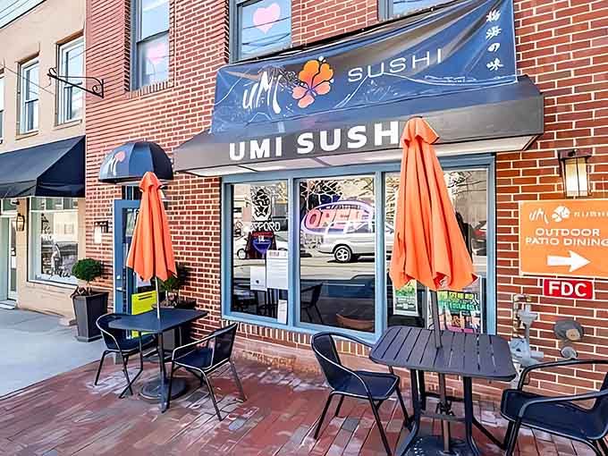 Brick charm meets Japanese elegance where outdoor seating promises people-watching paired with exceptional sushi and sunshine.