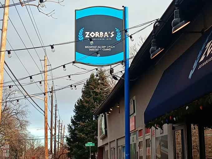 That signature blue awning isn't just for show, it's your beacon to Mediterranean bliss in the Denver neighborhood.