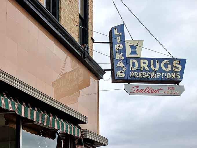 That vintage "Lipka's Drugs" sign isn't just decoration&mdash;it's a portal to when pharmacies actually had personality and charm.