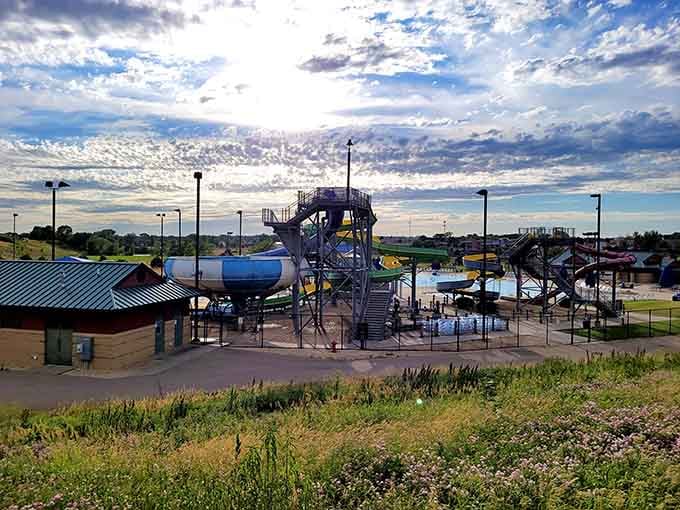 Those colorful slides twisting against a Minnesota sky prove paradise doesn't require a passport or tropical latitude.