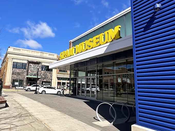 That giant yellow SPAM MUSEUM sign isn't subtle, and honestly, why should it be when you're this proud?