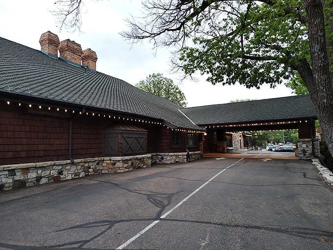 The covered entrance with twinkling lights welcomes you like an old friend, promising good times and even better food ahead.