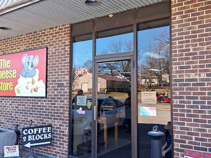 Behind this brick facade lies Missouri's most impressive cheese collection, proving small towns harbor big flavors.