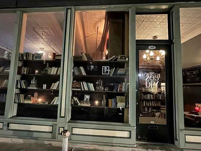That bookcase isn't just for show at 205 Dry; it's your gateway to cocktail paradise in downtown Binghamton.