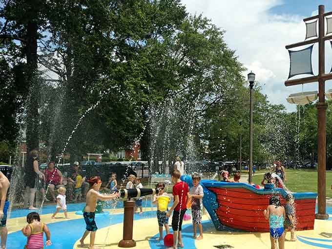 Pure summer joy erupts when water meets laughter at this pirate-themed splash pad in coastal Alabama.