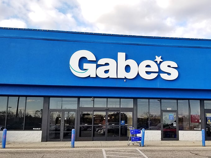 That bright blue facade is like a beacon calling out to anyone who's ever winced at a department store price tag.