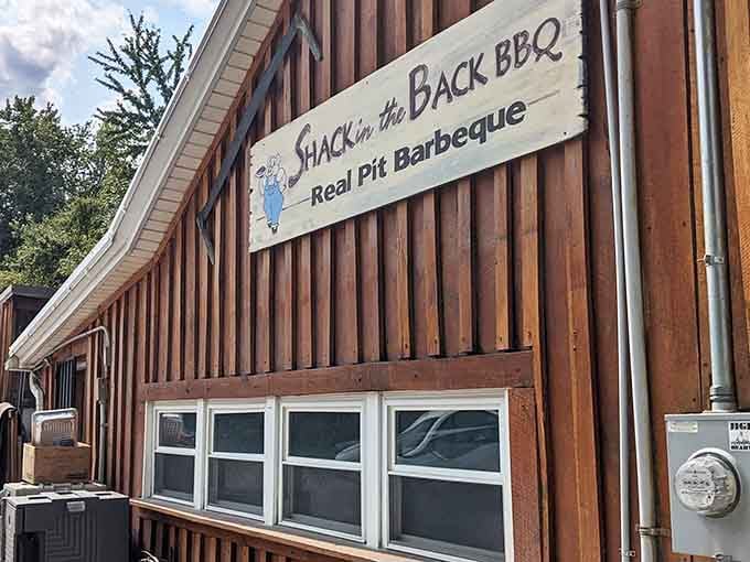 That cheerful pig in overalls knows exactly what's waiting inside, and he's not keeping secrets.