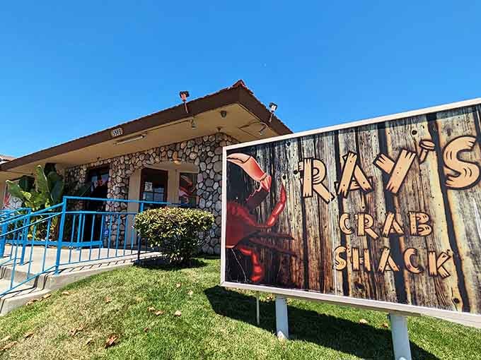 That stone facade and those cheerful blue railings are your first clue that something special awaits inside this Newark treasure.