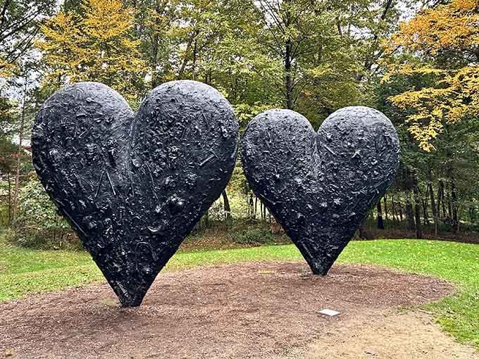 Two giant hearts prove that even contemporary art believes love is better when you share it.