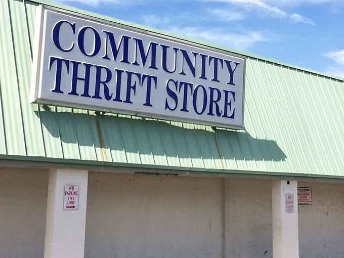 That bold blue lettering against the mint-green roof announces treasure awaits inside this Pine Castle shopping paradise.