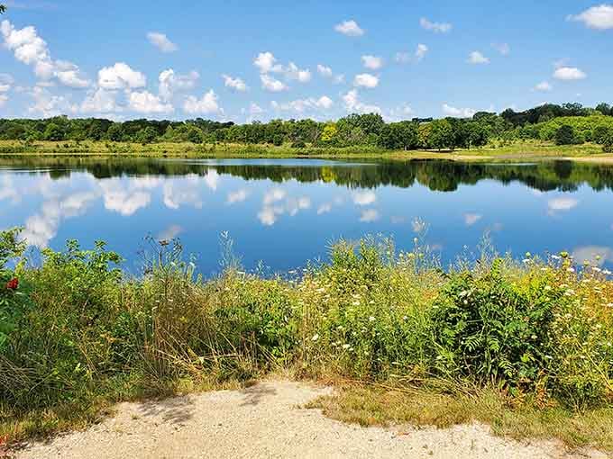 Cloud reflections on calm water create the kind of scene that makes you stop and stare.
