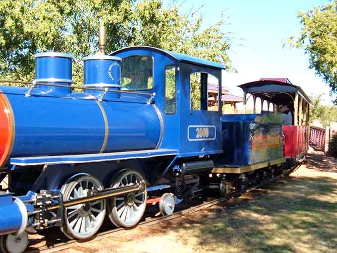 The train cars stretch out like a promise of simple pleasures, waiting to carry you through desert scenery at the perfect pace.