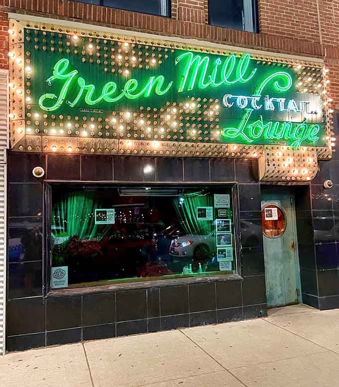 That vintage neon glow isn't a reproduction, it's the real McCoy welcoming you to jazz history.