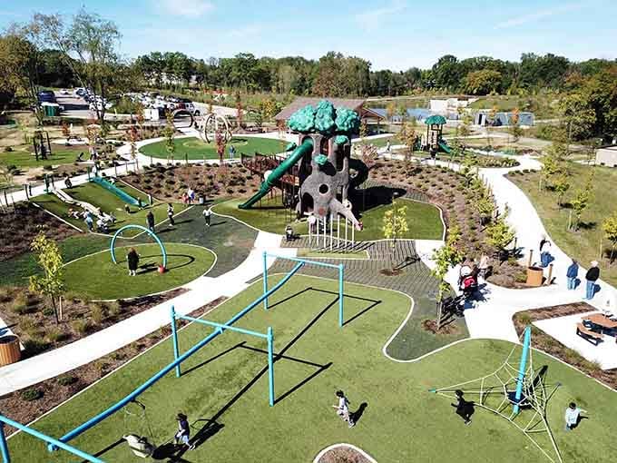 This aerial view reveals a playground so sprawling, you'll need a strategy session before letting the kids loose.