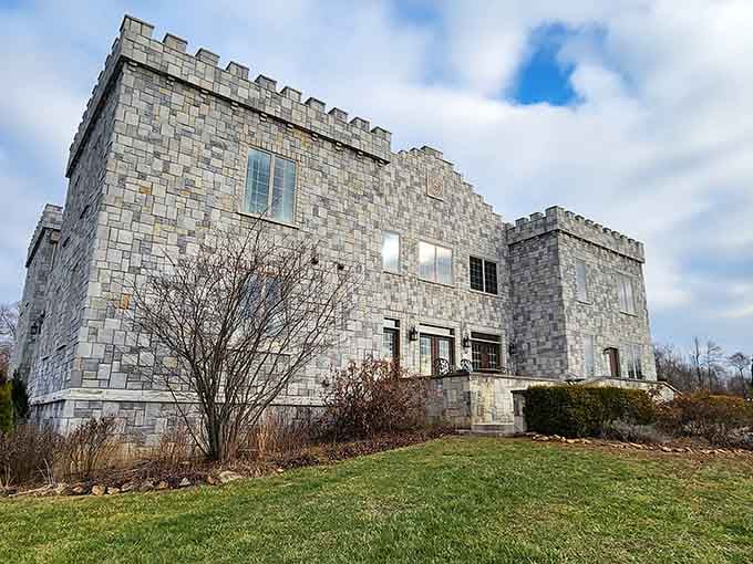 Those battlements aren't fooling anyone, this stunning stone fortress rising from Indiana farmland is gloriously, wonderfully real.