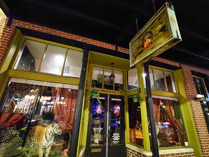 That chartreuse storefront isn't trying to blend in, and honestly, we should all be a little more like that.