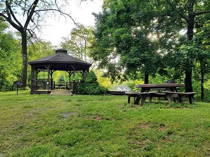 There's something magical about a gazebo by the water that makes every picnic feel like a celebration.