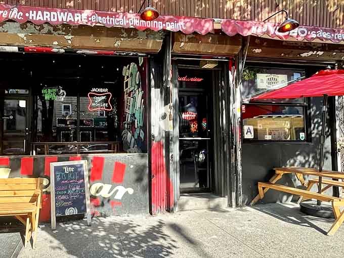 That storefront isn't trying to win any minimalist design awards, and that's exactly why it's perfect for what awaits inside.