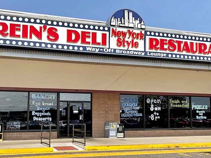 That marquee sign isn't whispering&mdash;it's announcing deli greatness like a Broadway opening you can actually afford to attend.