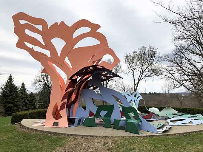 This vibrant explosion of color and form proves that art doesn't need walls to make a statement.