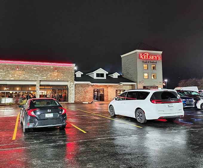 The welcoming glow of Kelsey's promises the kind of meal that makes driving worthwhile, rain or shine.
