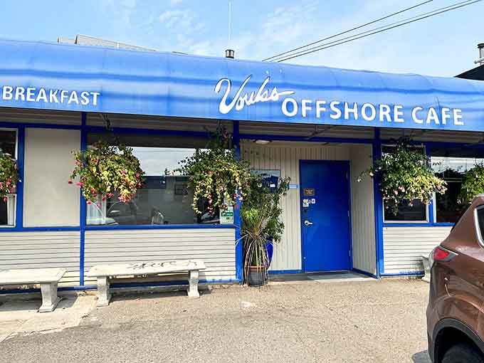 That cheerful blue exterior isn't just paint, it's a promise of the breakfast happiness waiting inside.
