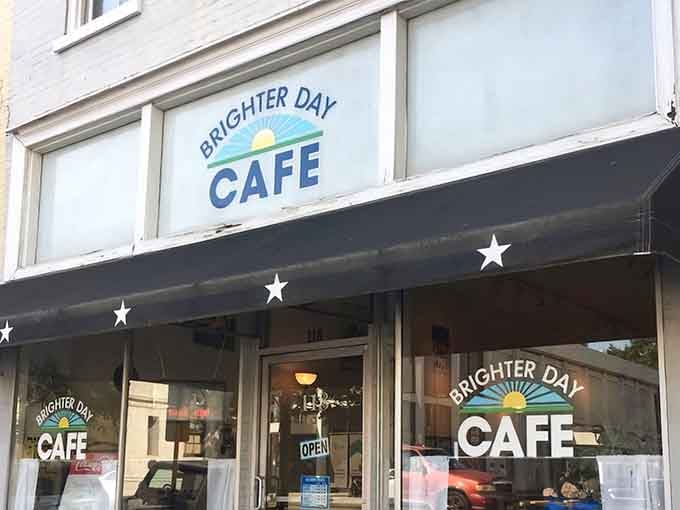 That cheerful blue exterior and classic sign are your first clue that something special awaits inside.